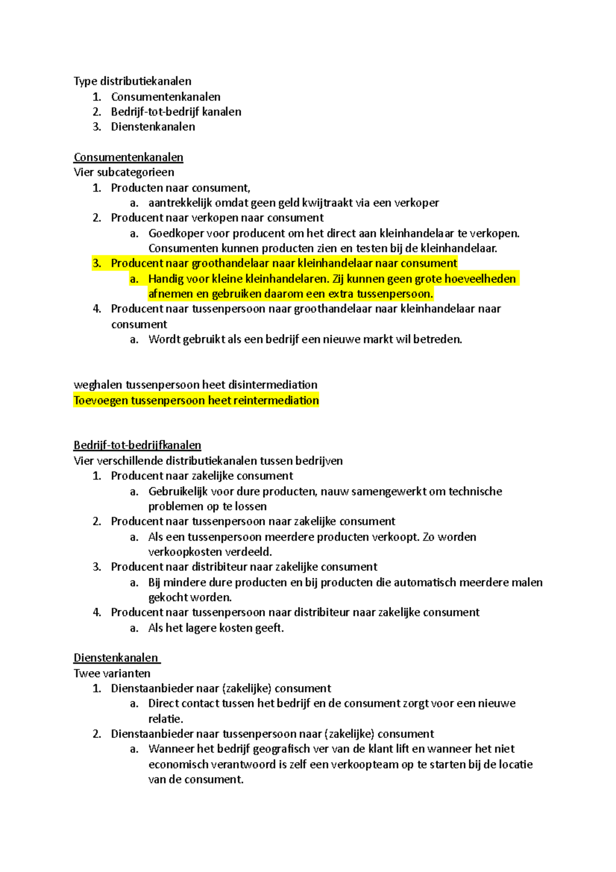 Type distributiekanalen - Consumentenkanalen 2. kanalen 3 ...