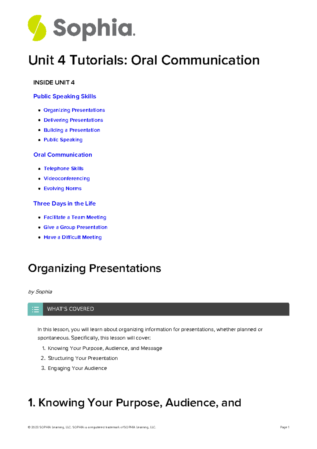 Business Communications Unit 4 tutorials oral communication - Unit 4 ...