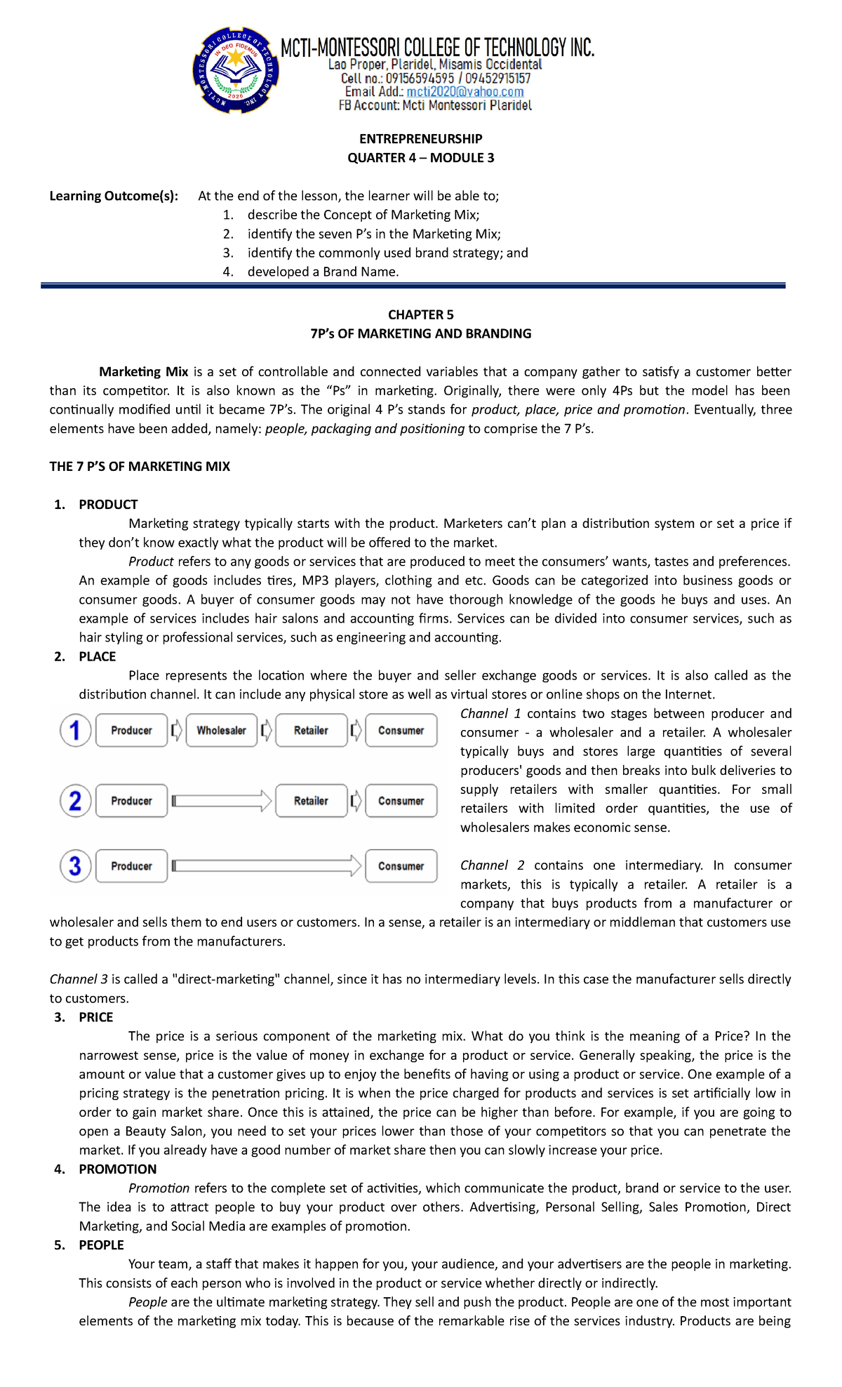 Q4M3 - Entrepreneurship - ENTREPRENEURSHIP QUARTER 4 – MODULE 3 ...