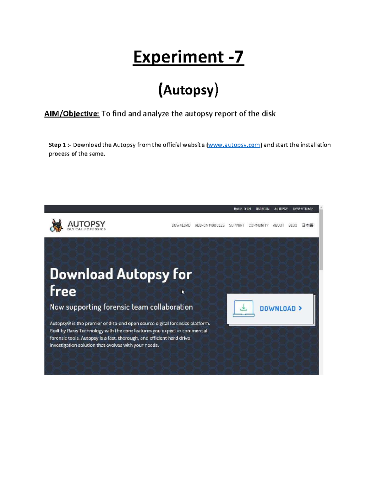 Experiment 7 Digital Forensic 500086172 - Experiment - (Autopsy) AIM ...