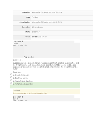 CS 3304 Analysis of algotithm Graded Quiz unit6 - Started on Wednesday, 21 December 2022, 9:59 ...