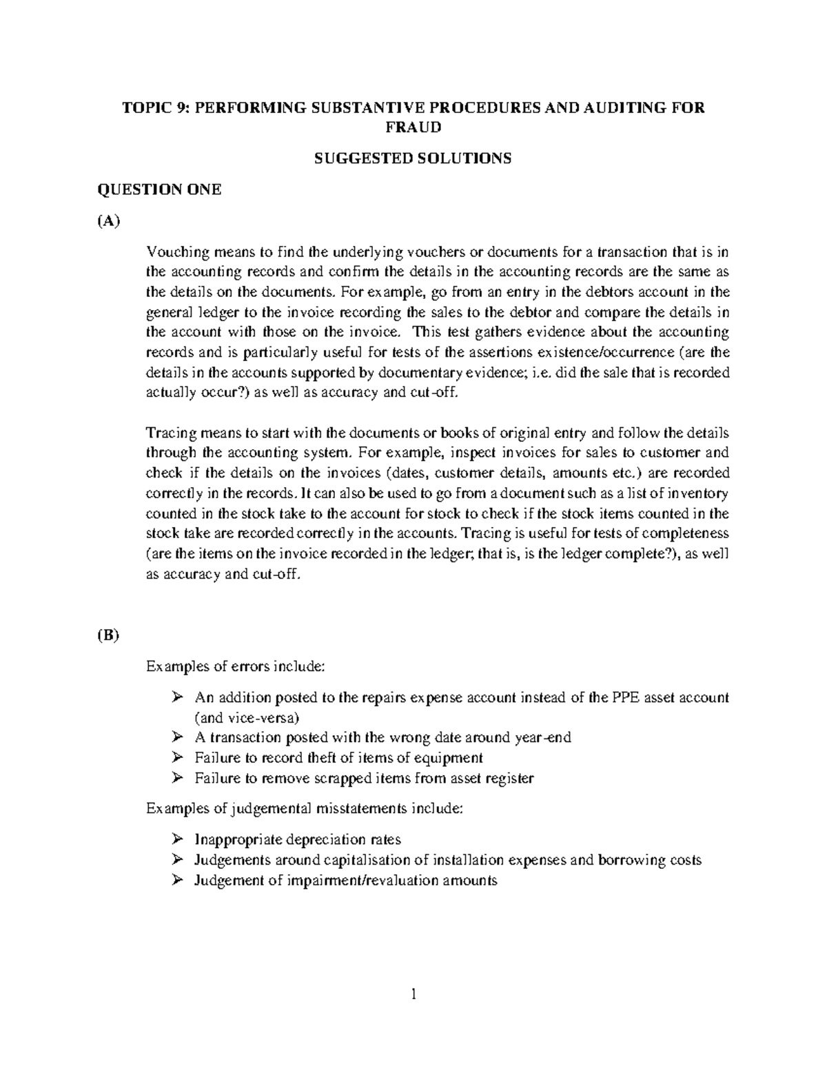 Week 9 Suggested Solution Sem 2 2020 - TOPIC 9: PERFORMING SUBSTANTIVE ...