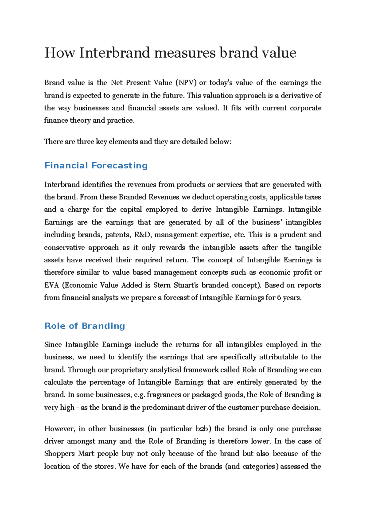 How Interbrand measures brand value - This valuation approach is a ...