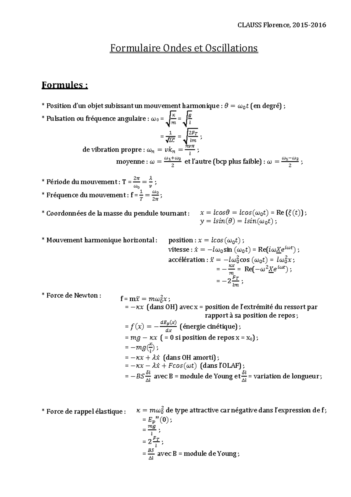 Notes de cours - formules et définitions du syllabus 5 (ondes et ...