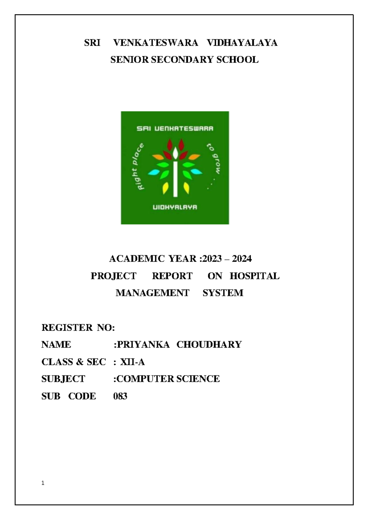 Recovered one (1) (1) - SRI VENKATESWARA VIDHAYALAYA SENIOR SECONDARY ...