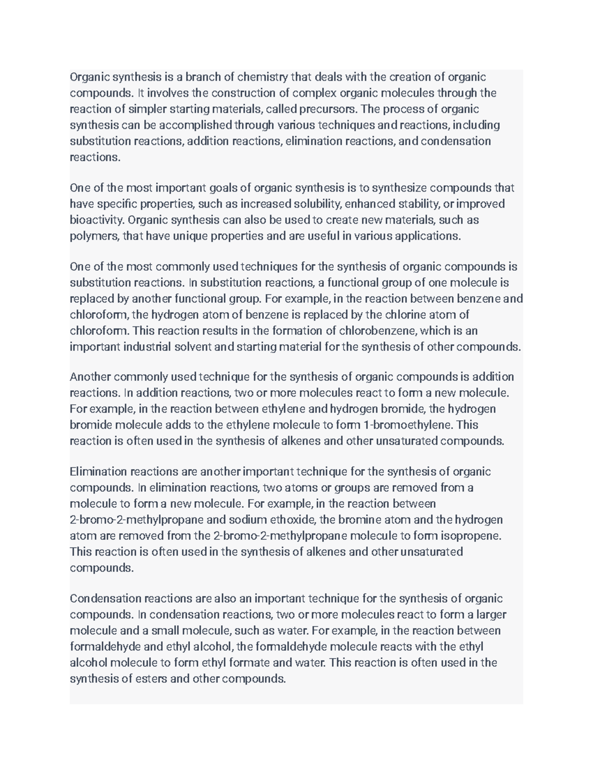 Synthesis of Organic Compounds Notes - Organic synthesis is a branch of ...