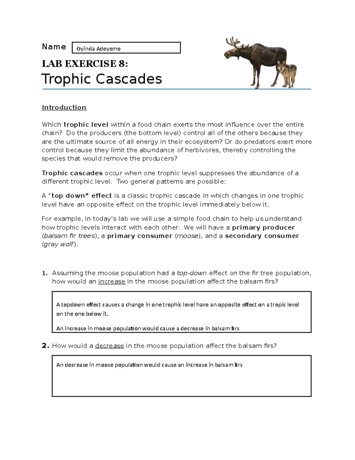 Lab 8 - Trophic Cascades - Name LAB EXERCISE 8: Trophic Cascades ...