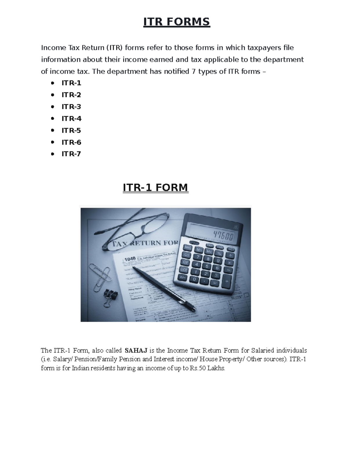 All ITR Forms - ITR FORMS Income Tax Return (ITR) forms refer to those ...