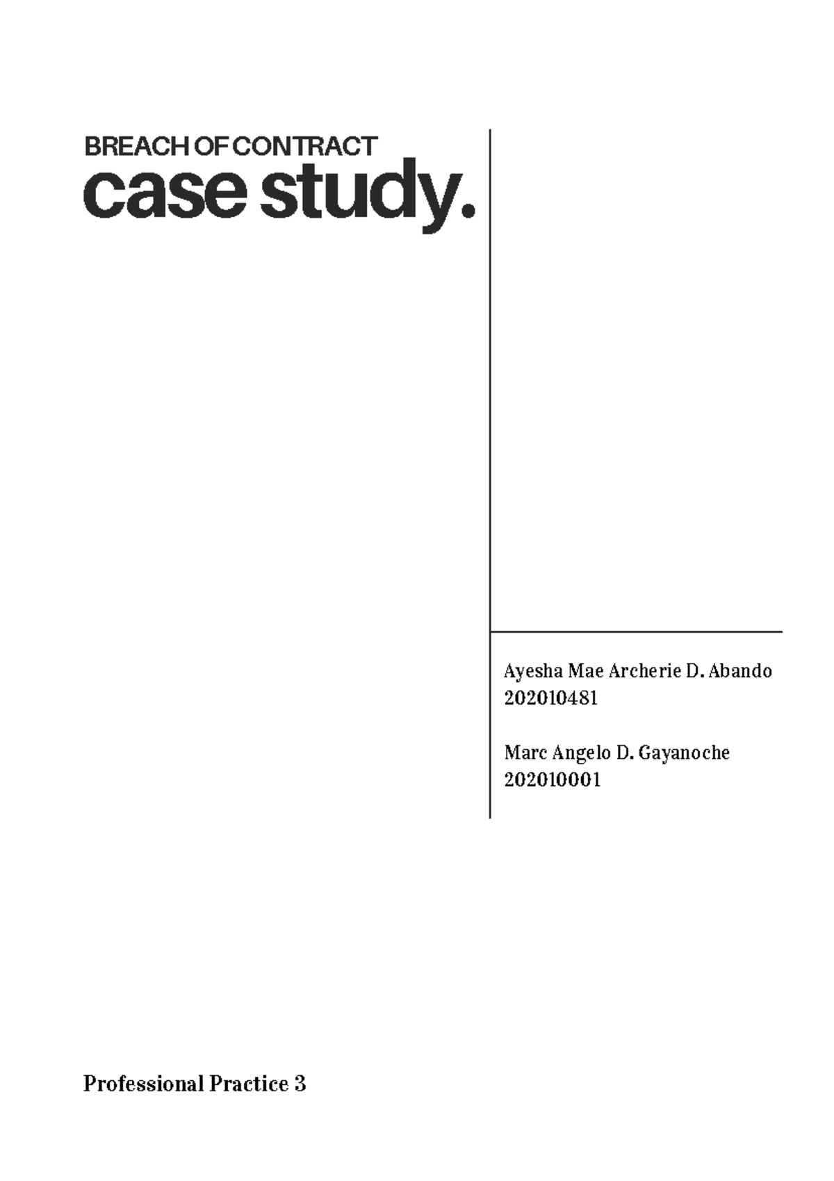 PP3 CASE Study breach of contract - case study. BREACH OF CONTRACT ...