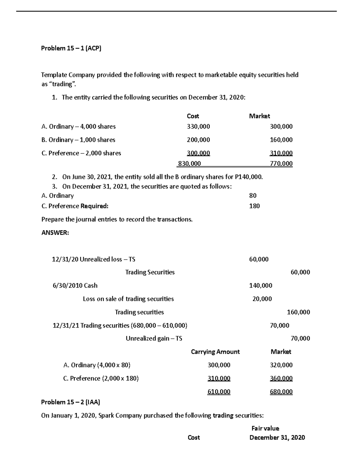 Chapter 15 ProblemIntermediate Accounting 1 AE 222s - Problem 15 – 1 ...
