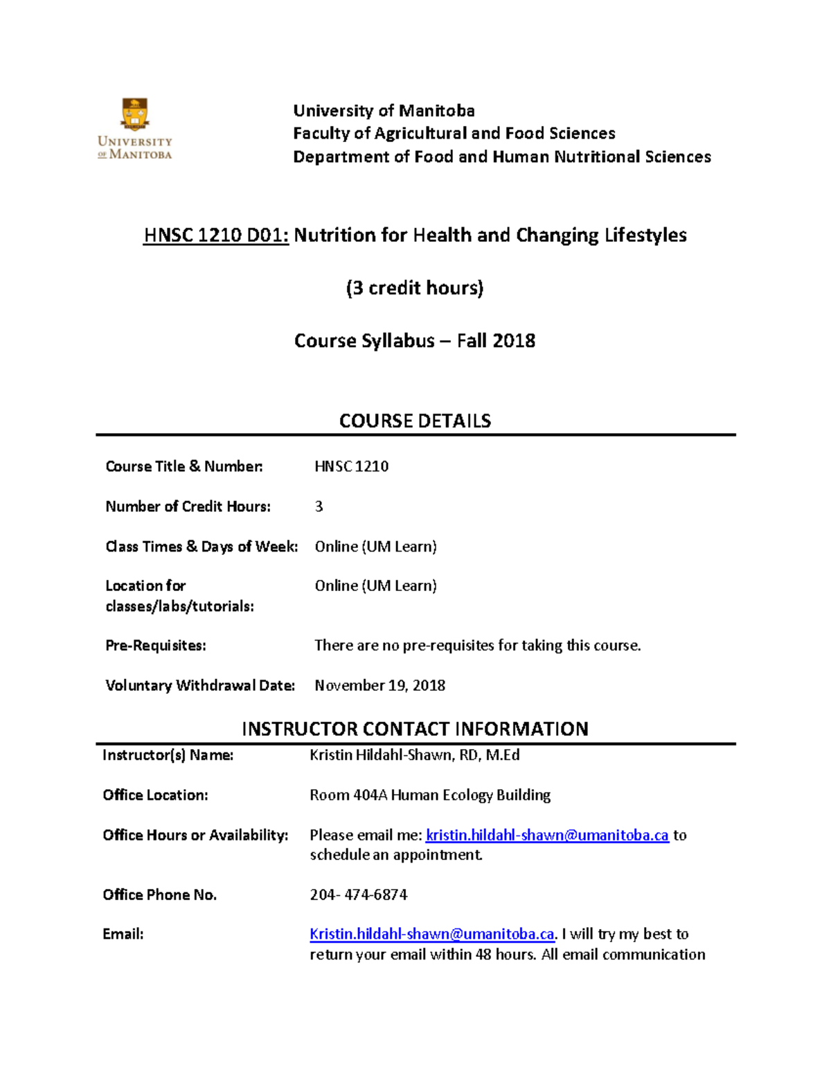 Course-Syllabus-HNSC 1210- Roass Fall 2018 - University of Manitoba ...