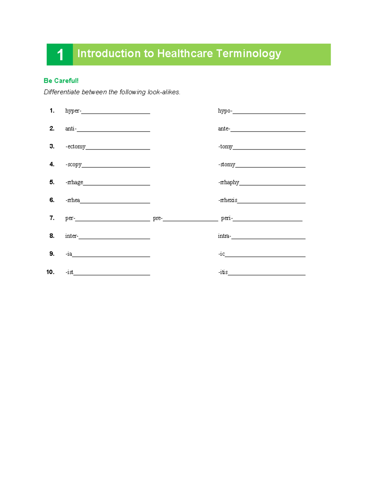 Med Term Assignment 1 - Med term - 1 Introduction to Healthcare ...