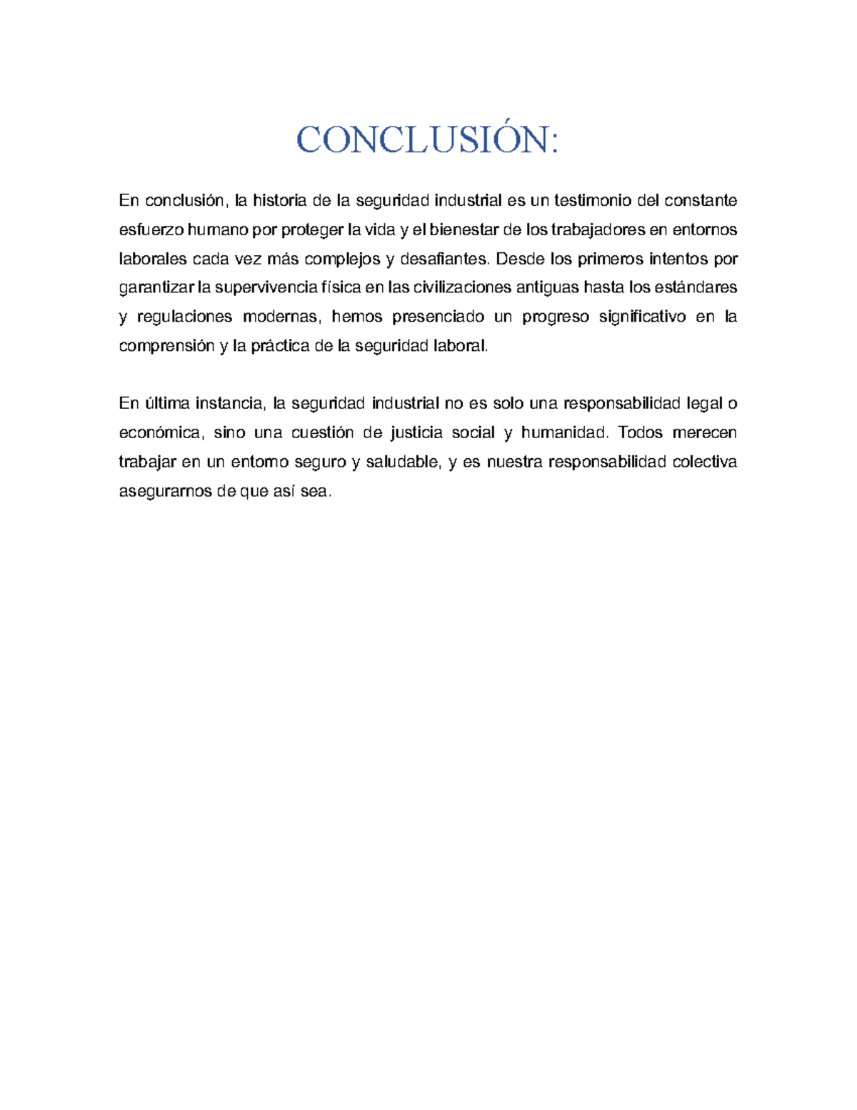 Conclusion final - CONCLUSIÓN: En conclusión, la historia de la ...