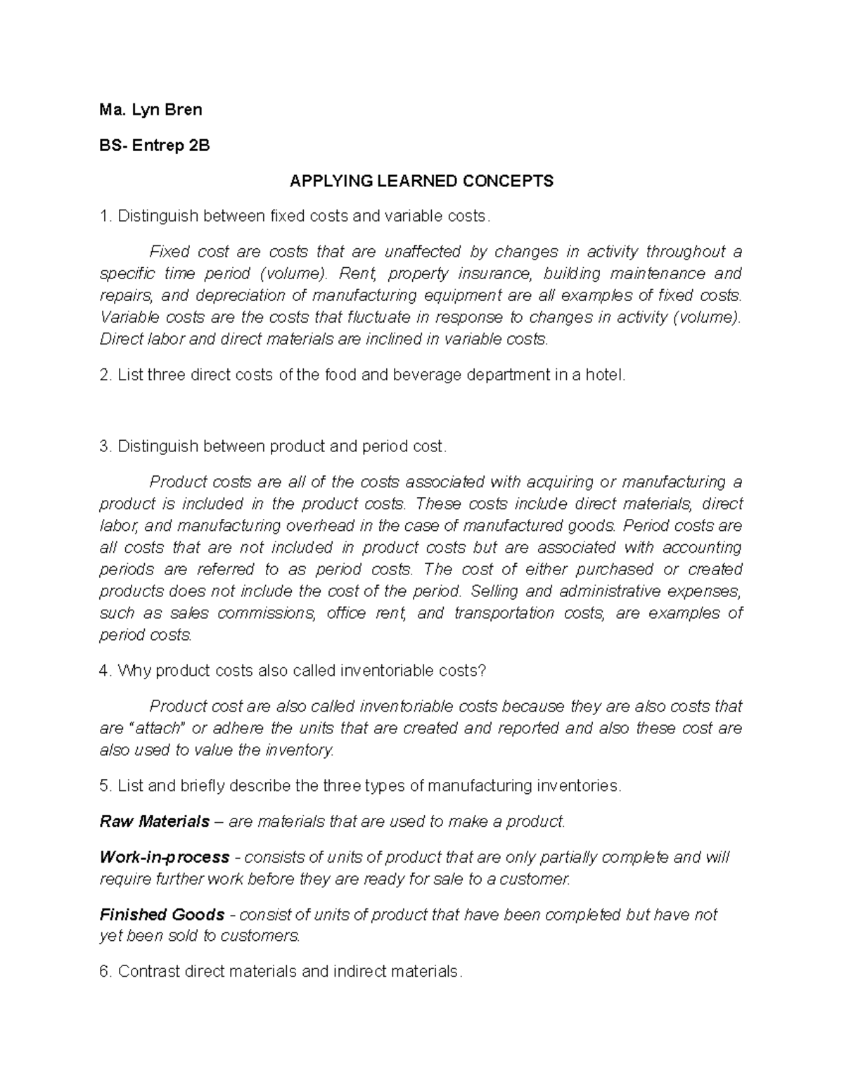 Activity 1 Pa C - ergr - Ma. Lyn Bren BS- Entrep 2B APPLYING LEARNED ...