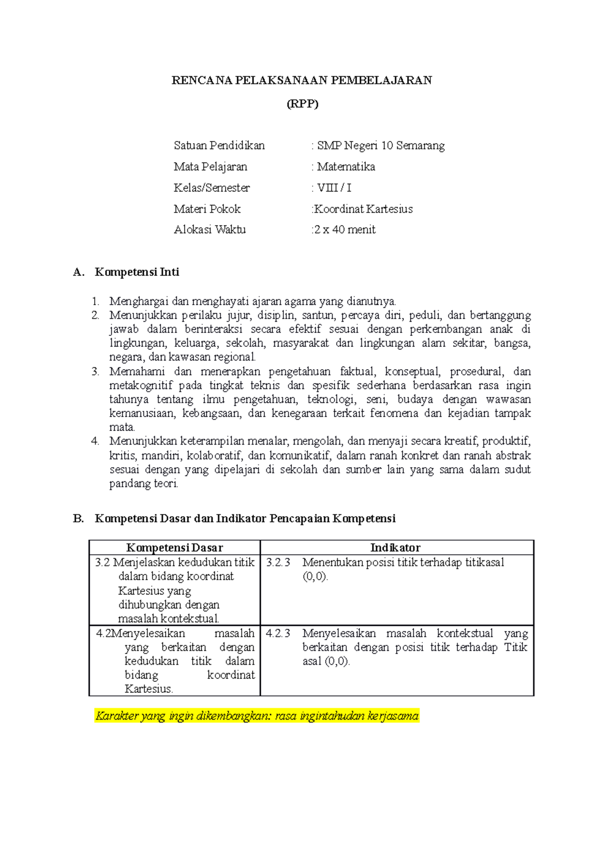Contoh RPP Dosen - efrf - RENCANA PELAKSANAAN PEMBELAJARAN (RPP) Satuan ...