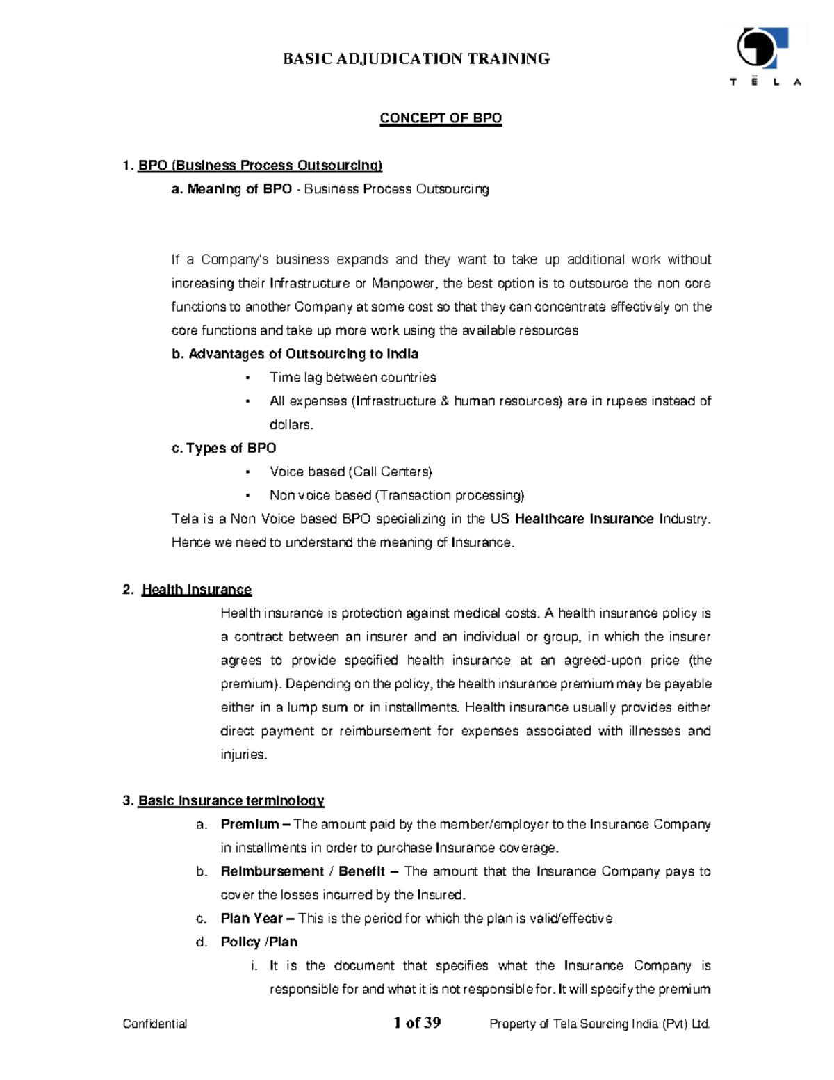 Basic Adjudication Manual 1 - CONCEPT OF BPO BPO (Business Process ...