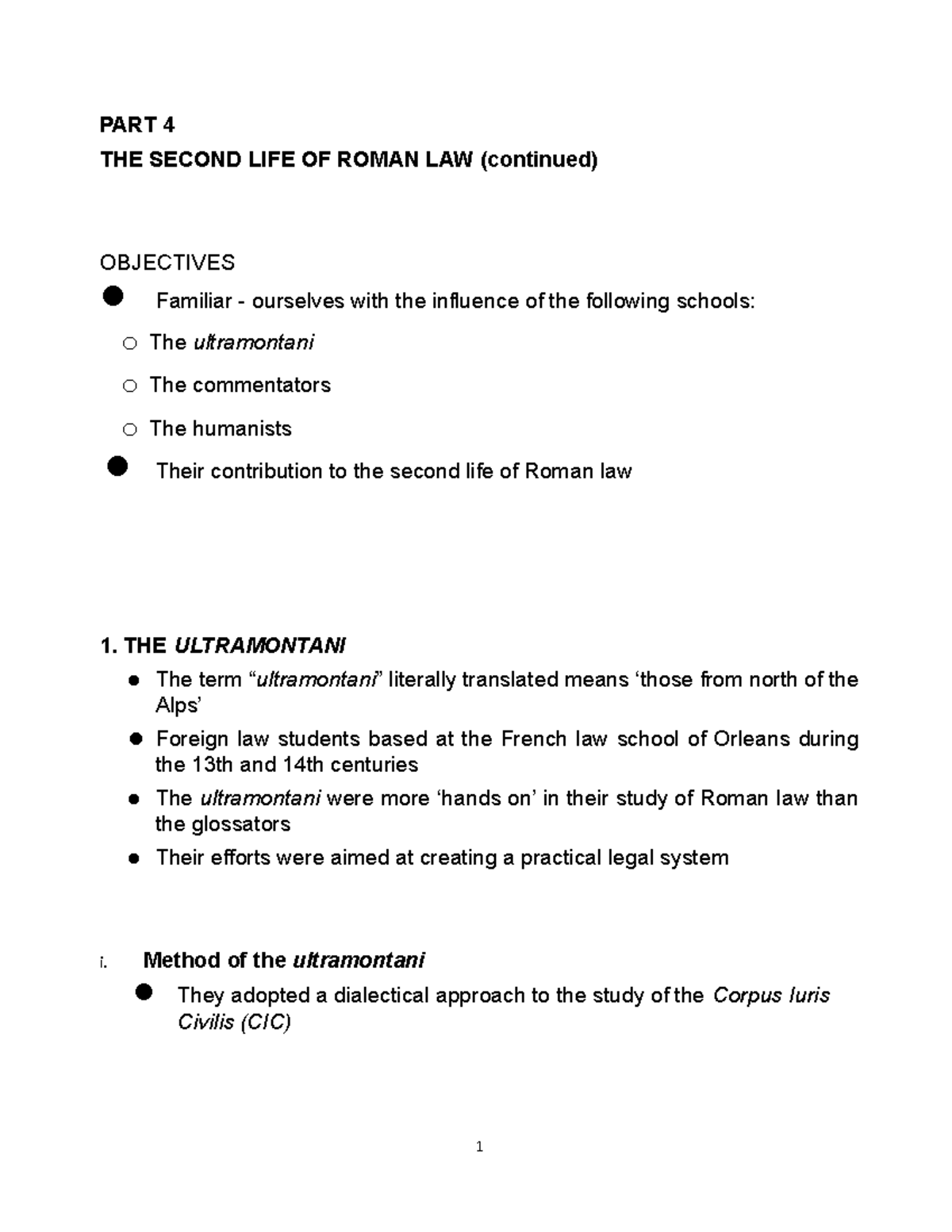 Roman law History - PART 4 THE SECOND LIFE OF ROMAN LAW (continued ...