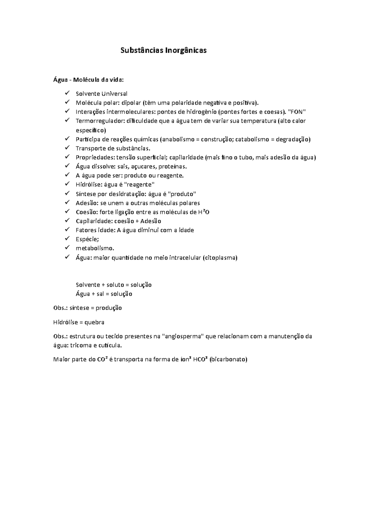 Substancias Inorgânicas - Substâncias Inorgânicas Água - Molécula da ...