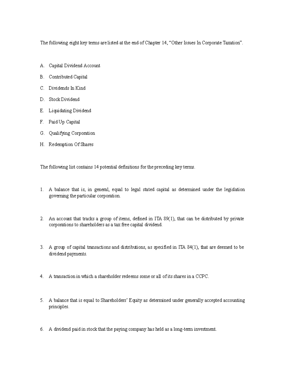 ACCT226 Chapter 14 Problem 2 The Following Eight Key Terms Are Listed acct226-chapter-14-problem-2-the-following-eight-key-terms-are-listed