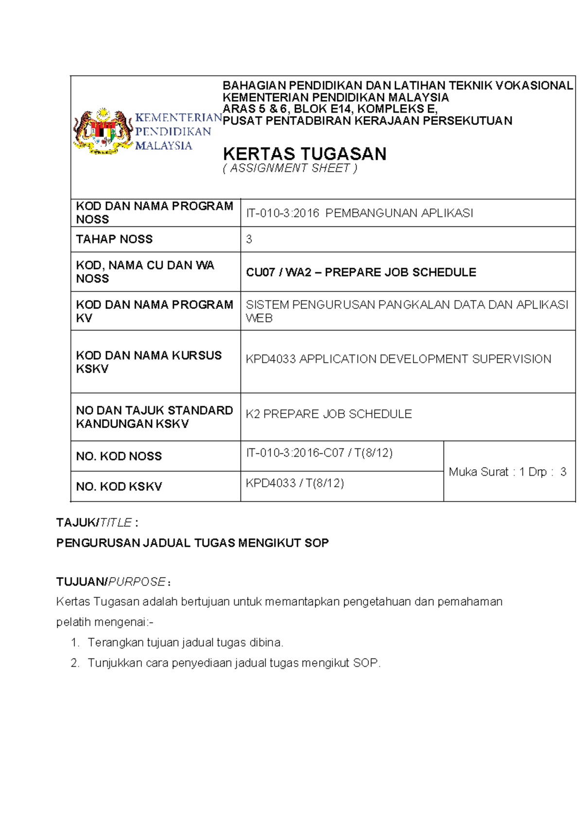 CU07 KPD4033 T - Revision of Note 8 - KOD DAN NAMA PROGRAM NOSS IT-010 ...