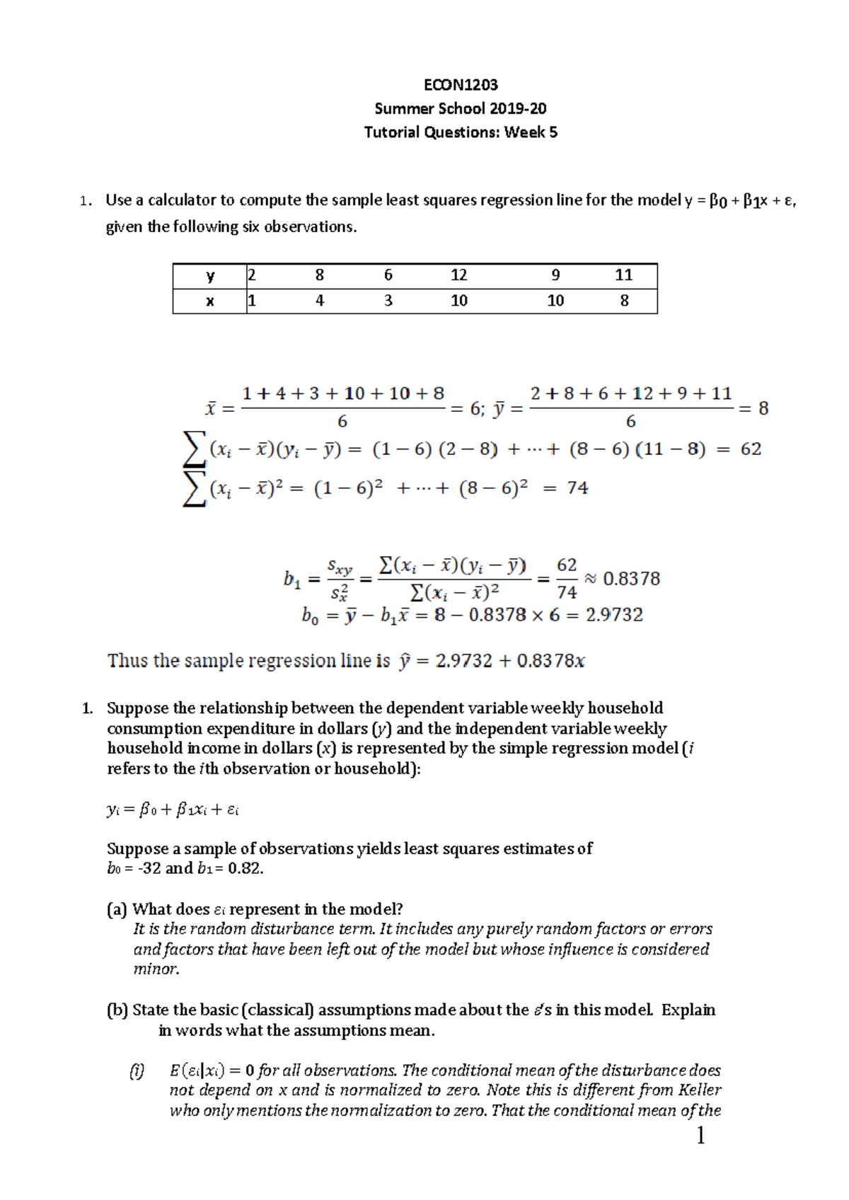 Tutorial 5 - Solutions - Summer Term - ECON Summer School 2019 ...