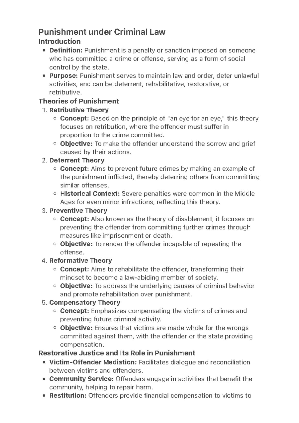 Punishment under Criminal Law2 - 1. 2. 3. 4. 5. Punishment under - Studocu