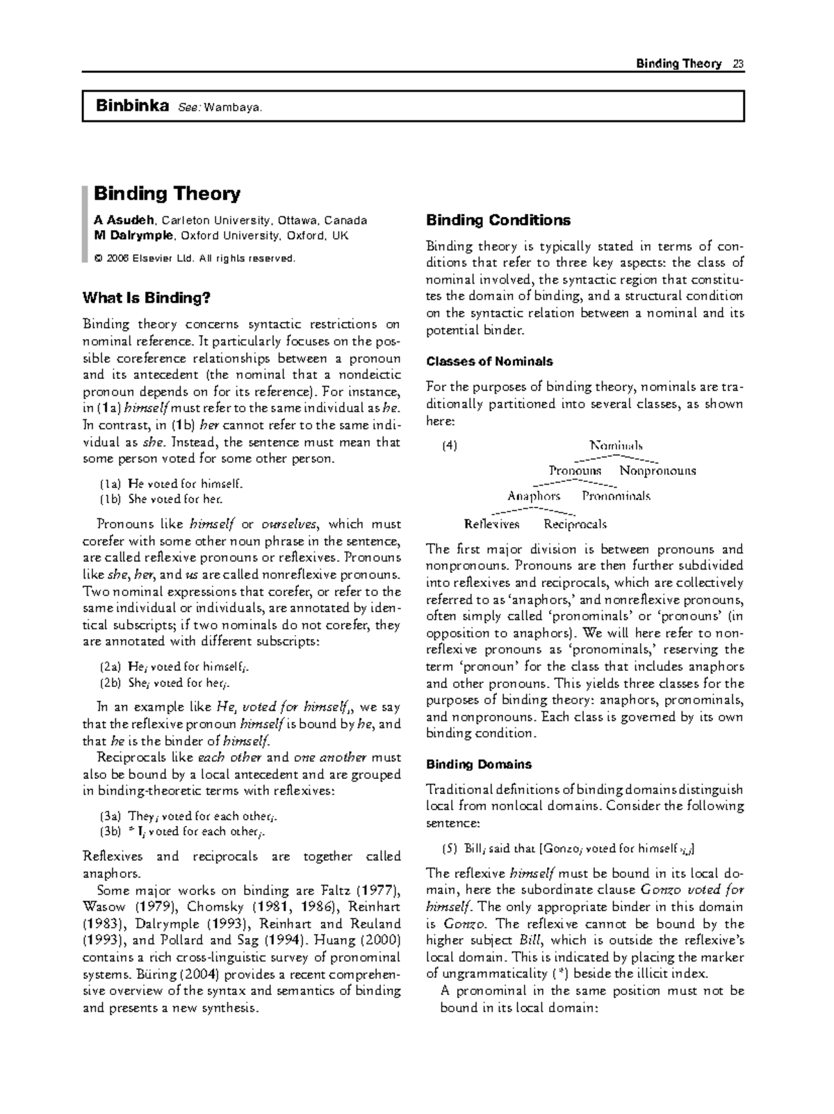 Binding Theory - Copy - w2ewrwet - Binbinka See: Wambaya. Binding Theory A Asudeh, Carleton ...