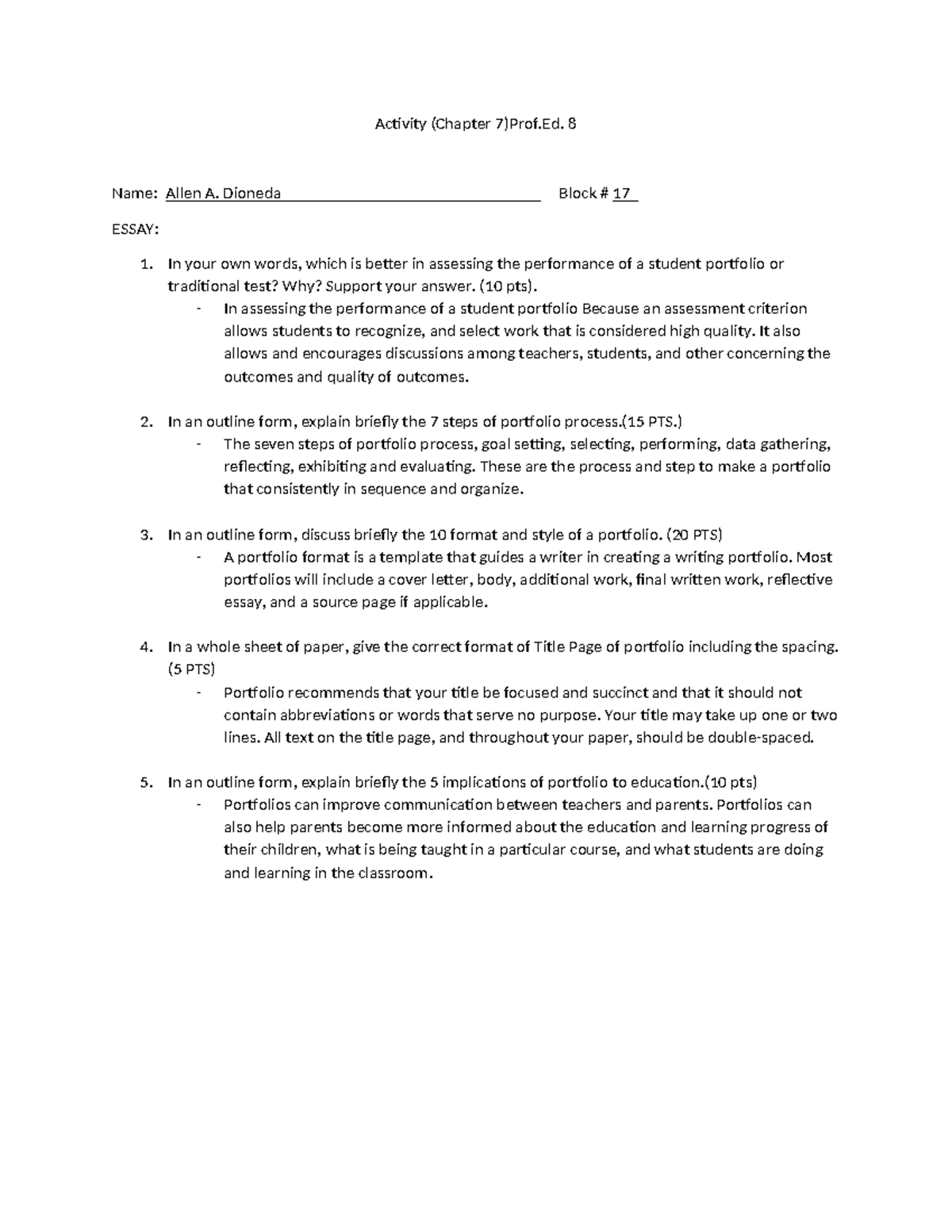 Activity(Chapter 7) by Allen Dioneda - Activity (Chapter 7)Prof. 8 Name ...