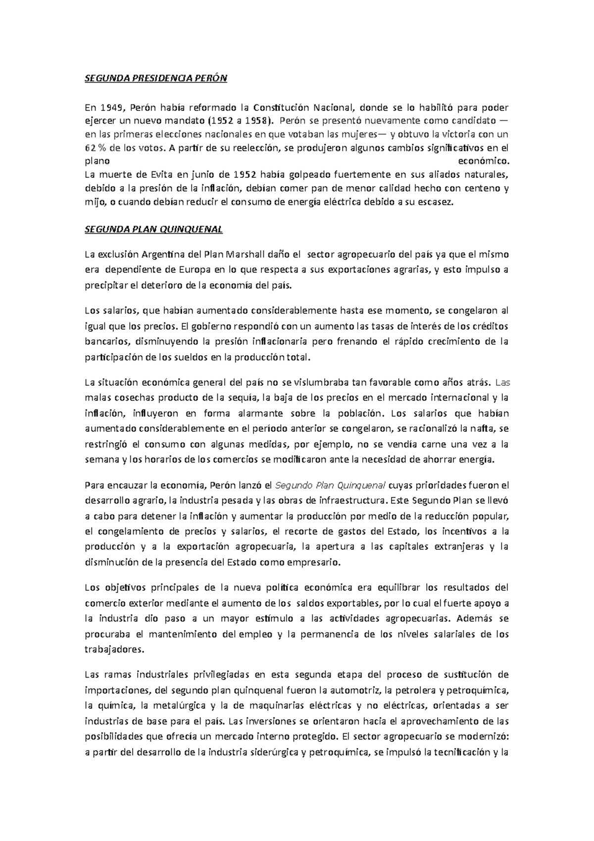 Segunda Presidencia Perón - SEGUNDA PRESIDENCIA PERÓN En 1949, Perón ...