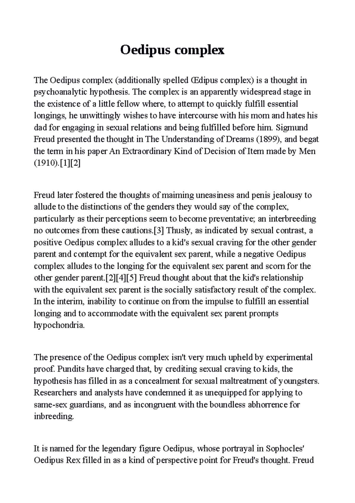 Oedipus complex - sathyaseelan - Oedipus complex The Oedipus complex ...