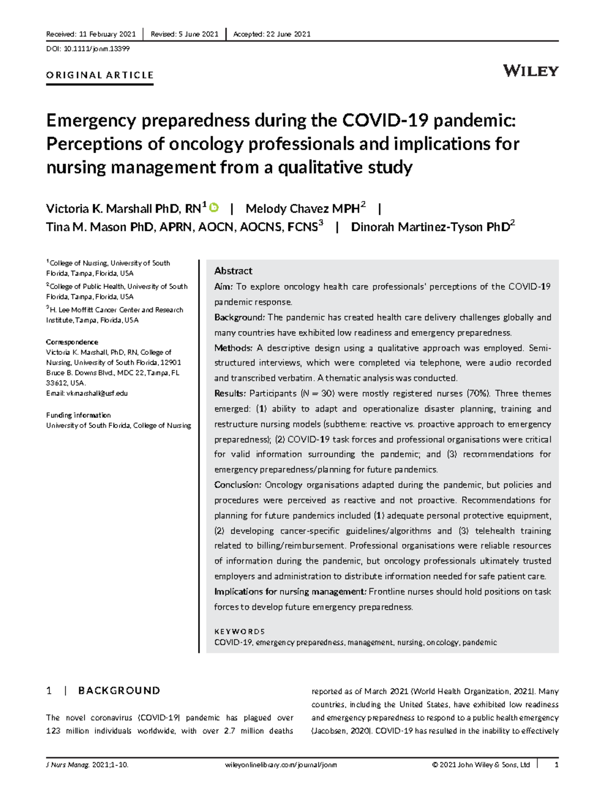 Emergency Prepardness article - ORIGINAL ARTICLE Emergency preparedness ...