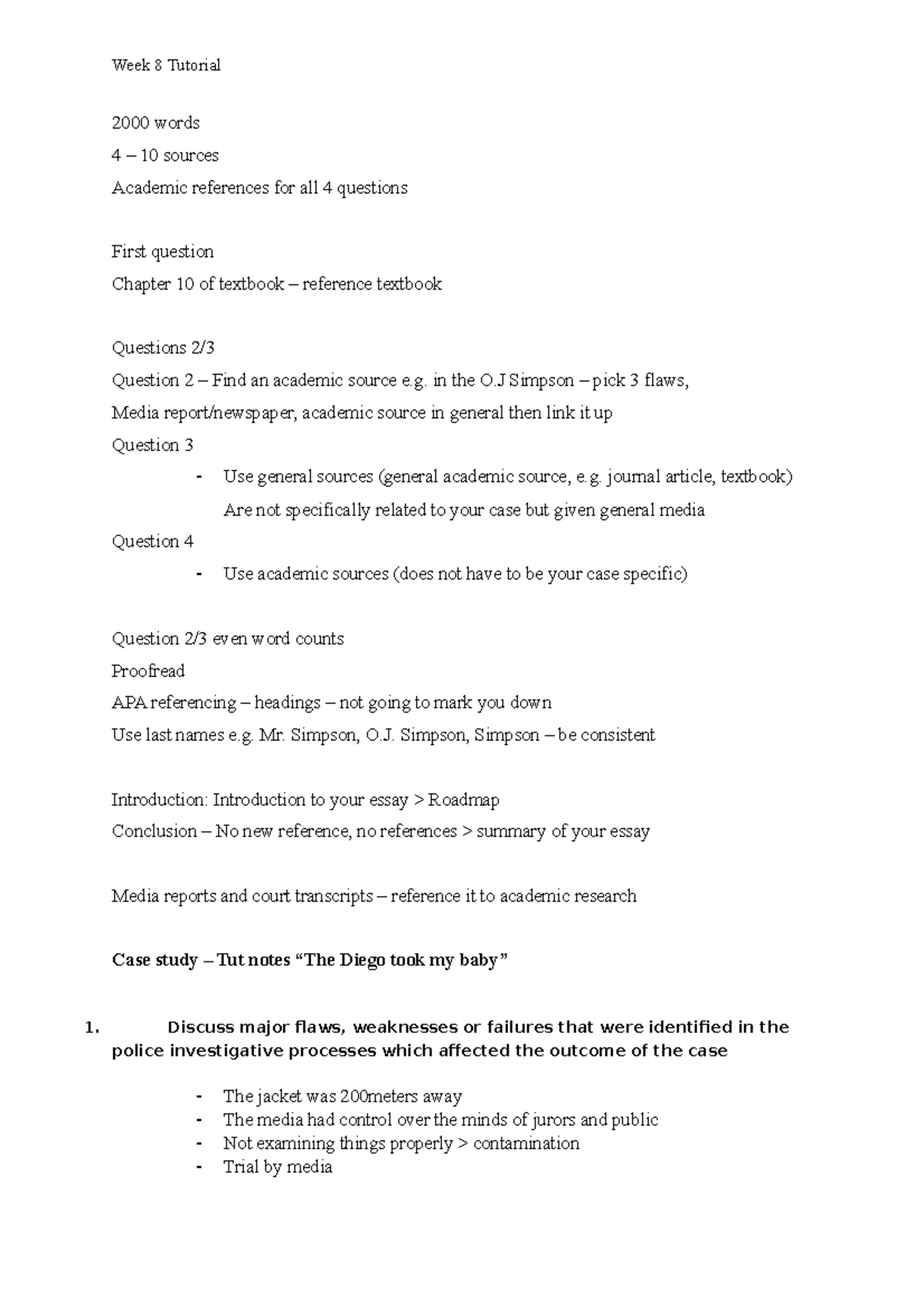 Week 8 - Tutorial Notes - Week 8 Tutorial 2000 words 4 – 10 sources ... Week 8 - Tutorial Notes - Week 8 Tutorial 2000 words 4 – 10 sources ...