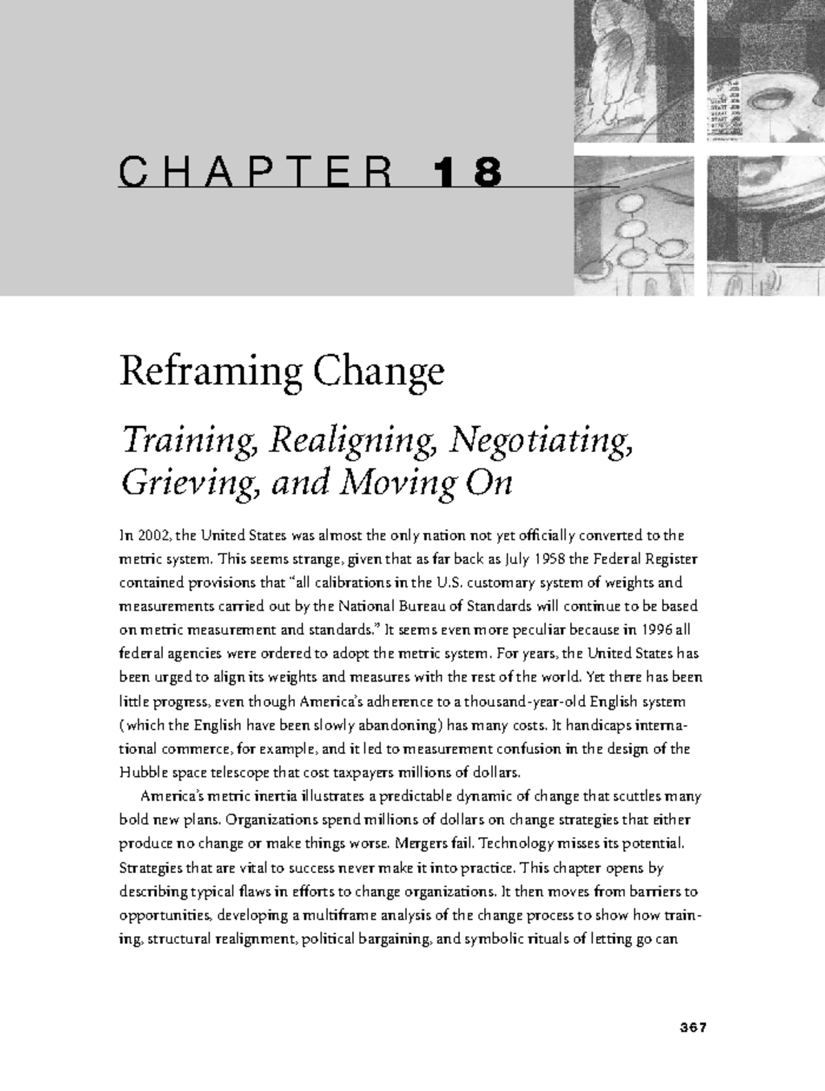 Chapter 18 Change deal Bolman 4 frames 5th edition - C H A P T E R 1 8 ...