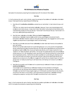 PSY 355 Module Five Milestone - Part One Apply the foundational concepts of gender schema theory ...