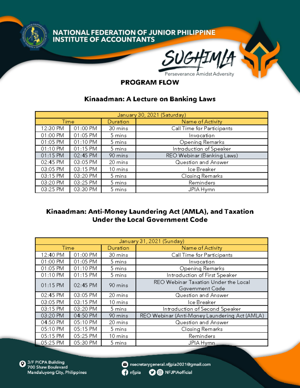 Nfjpia Program Flow Kinaadman 1 - PROGRAM FLOW Kinaadman: A Lecture on ...
