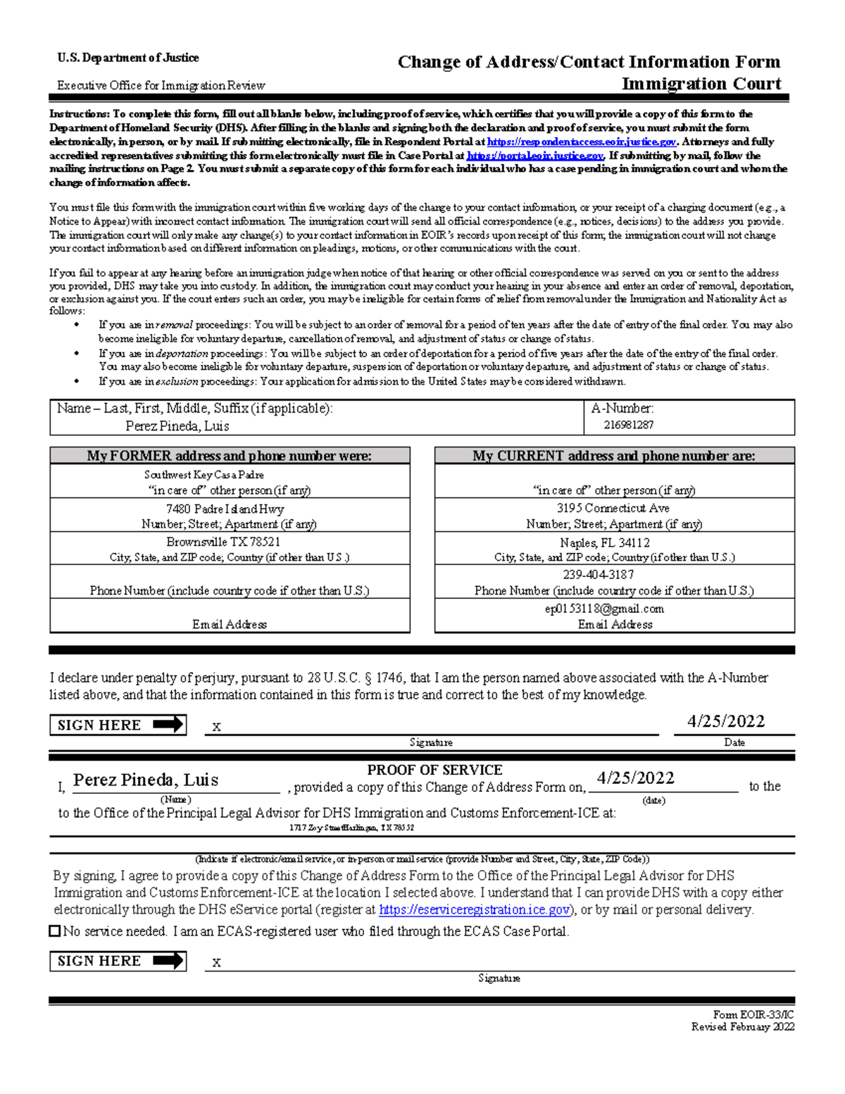 LPP-287-COA - U. Department of Justice Change of Address/Contact ...
