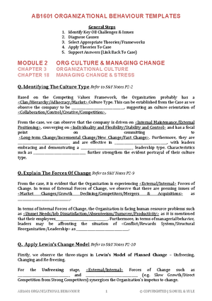 OB Notes (Cheat Sheet Table) - Chapter 1 - Organizational Behaviour ...