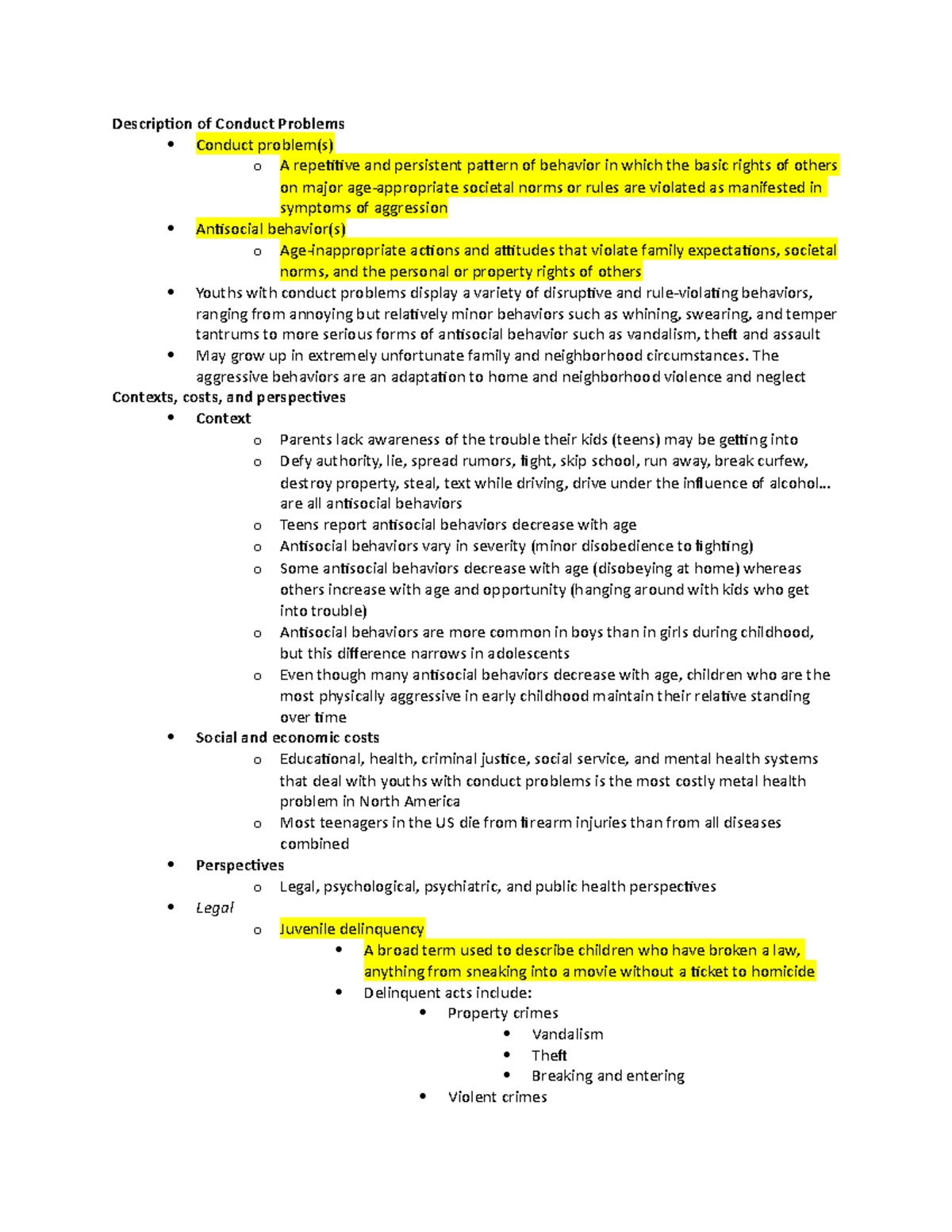 Chapter 9 Childhood Psychopathology - Description of Conduct Problems ...