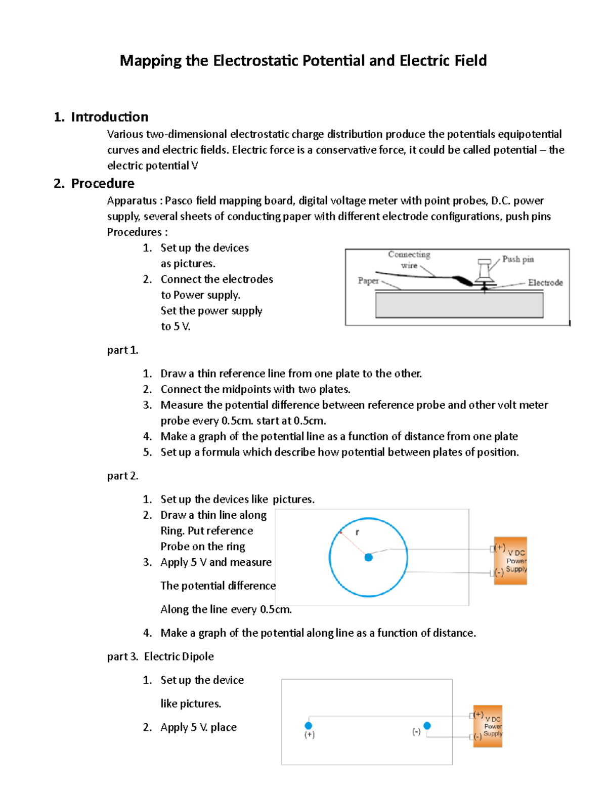 Mapping the Electrostatic Potential and Electric Field 2 - Introduction ...
