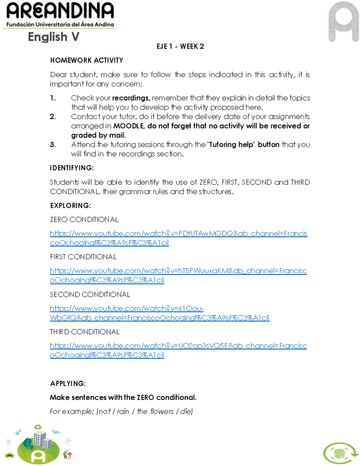 English 5 - EJE 1 - Week 2 - TRABAJO DE INGLES - EJE 1 - WEEK 2 ...