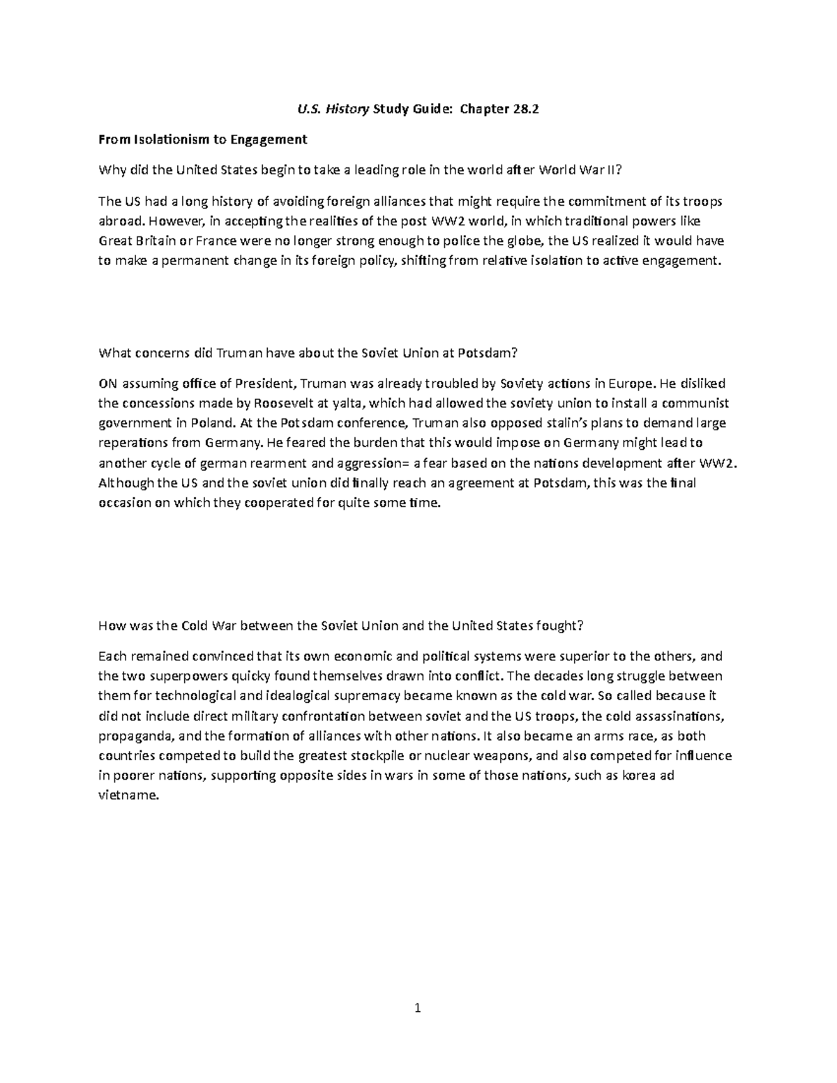 OER Study Guide Ch 28 - US History since 1877 - U. History Study Guide ...