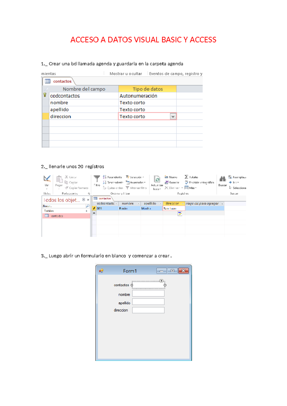 Acceso A Datos Visual Basic Y Access Computacion E Informatica