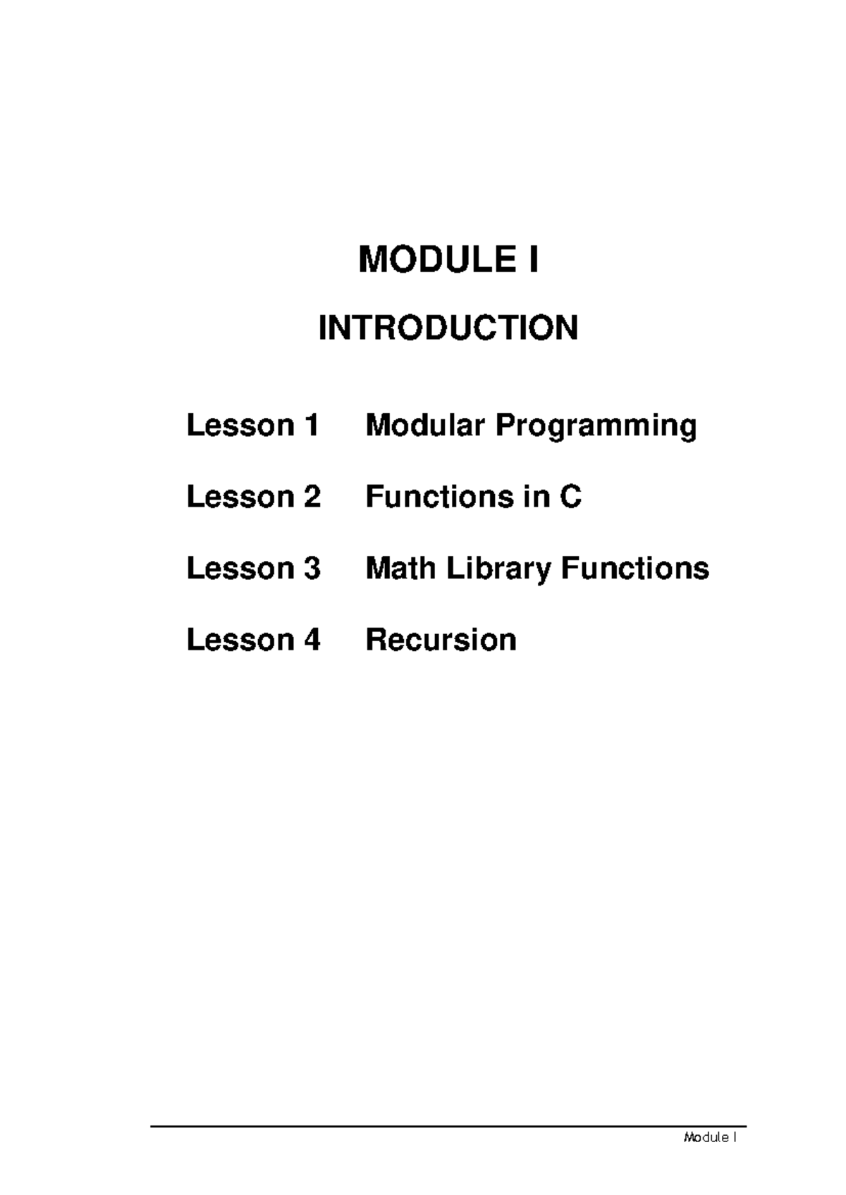 Module 1 Functions - adaDad - MODULE I INTRODUCTION Lesson 1 Modular Programming Lesson 2 ...