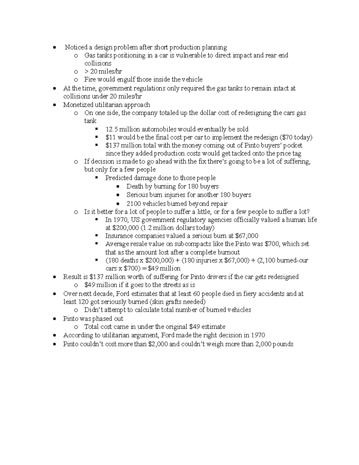 Pinto Case Notes - Noticed a design problem after short production ...
