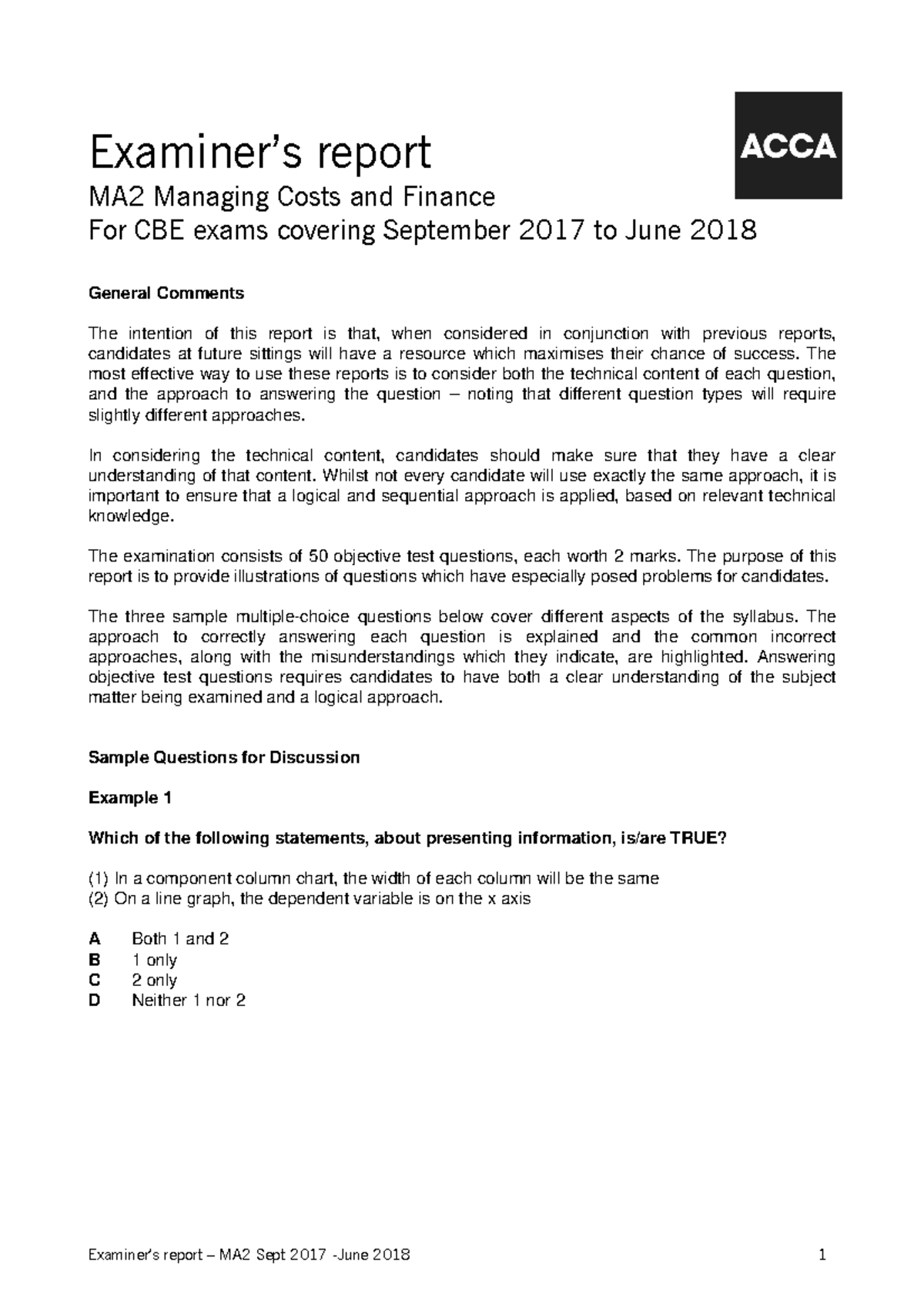 Ma2-examreport-j18 - Summary acca business technology - Examiner’s ...