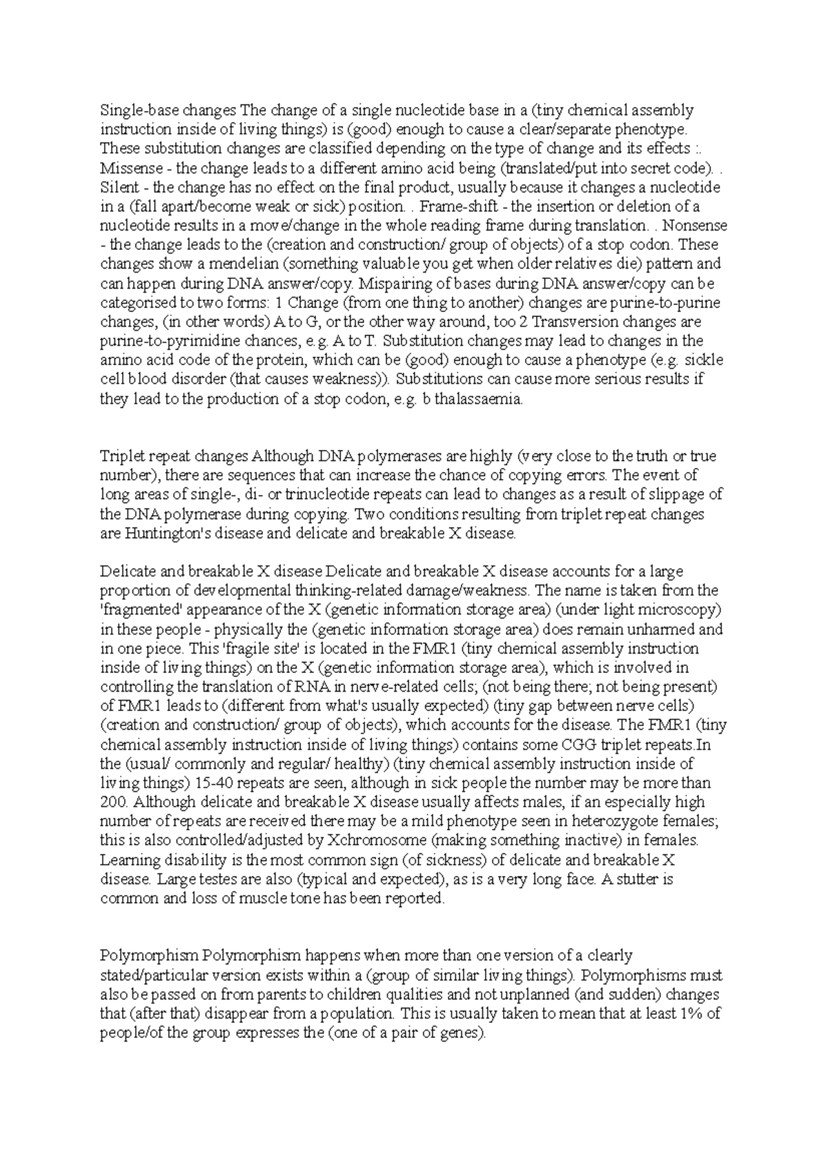 Single sequencing - Single-base changes The change of a single ...