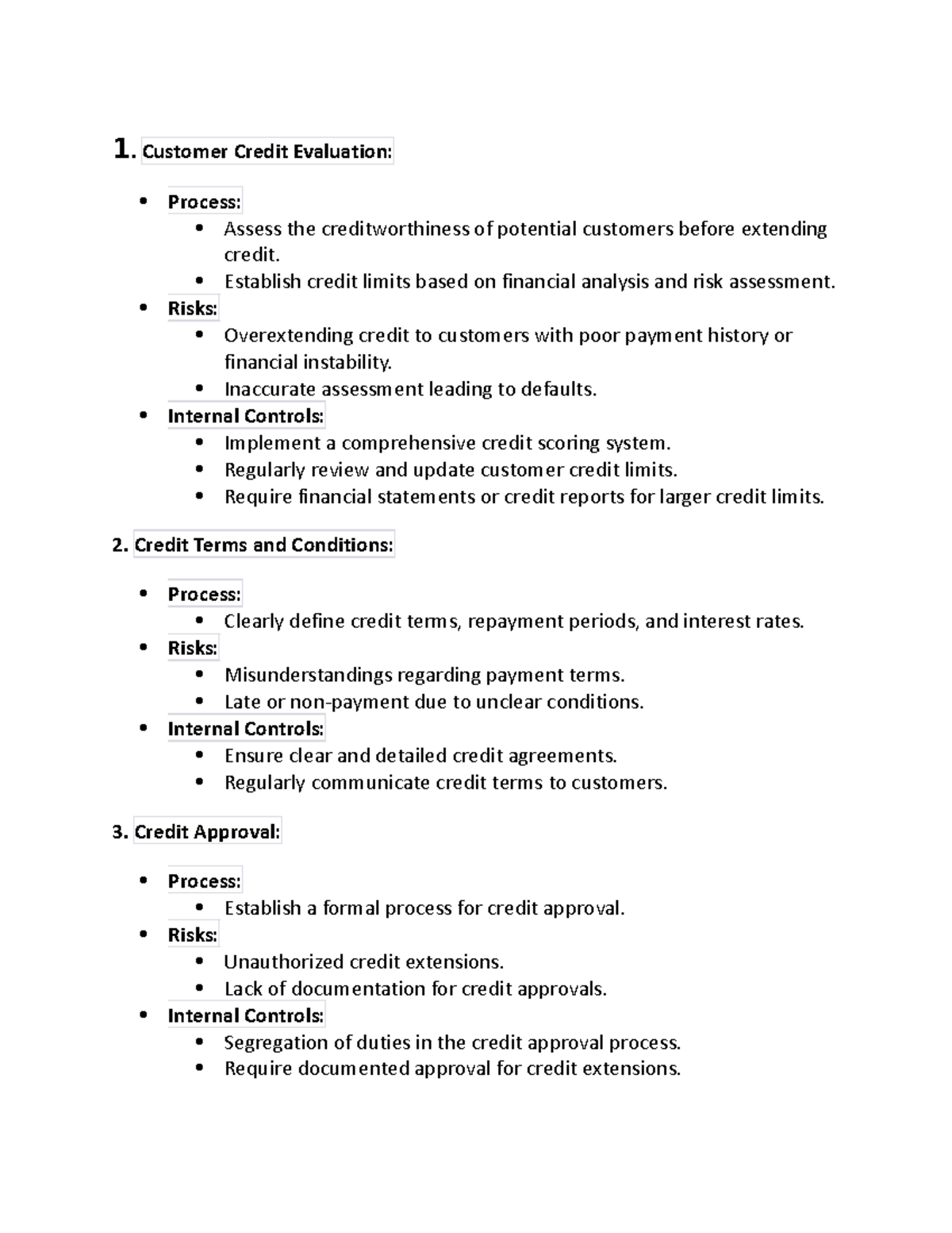IAU360S PCM - CREDIT MANAGEMENT - 1. Customer Credit Evaluation ...