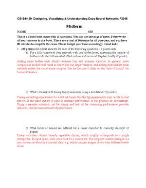 CS231N Spring 1819 sample midterm with solution - CS 231N Convolutional ...