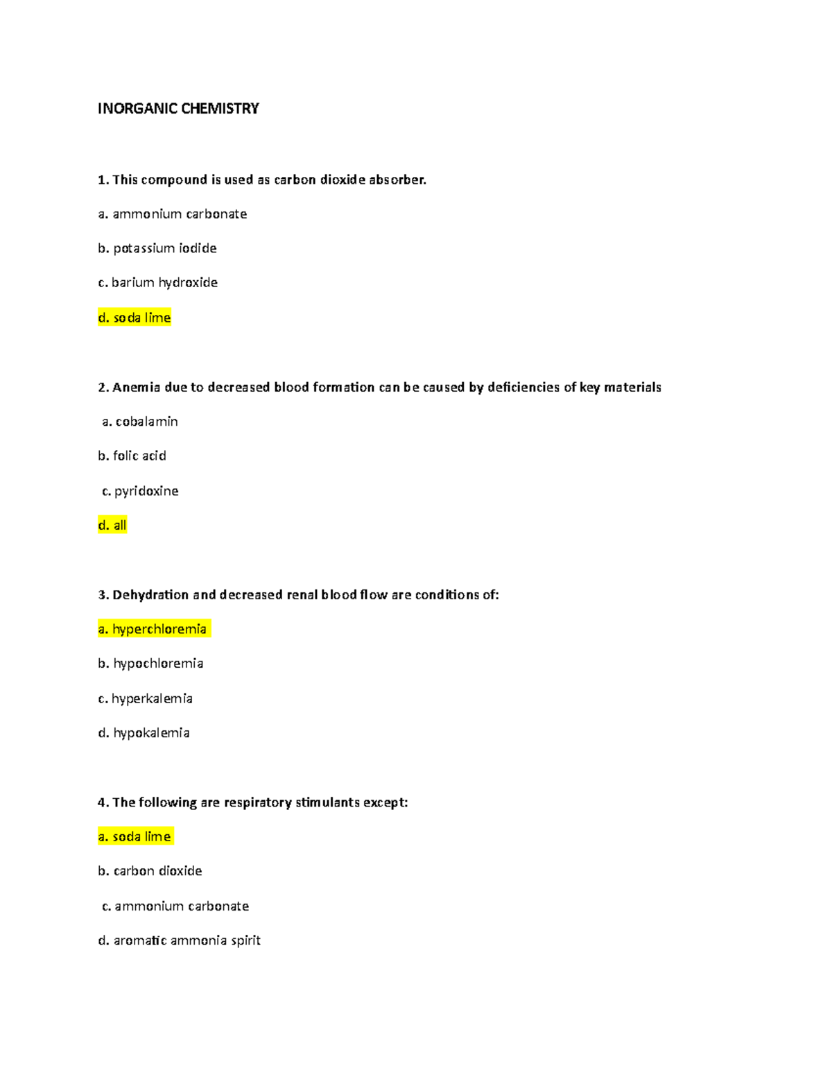 Inorganic Chemistry - Quiz 3 - INORGANIC CHEMISTRY This compound is ...