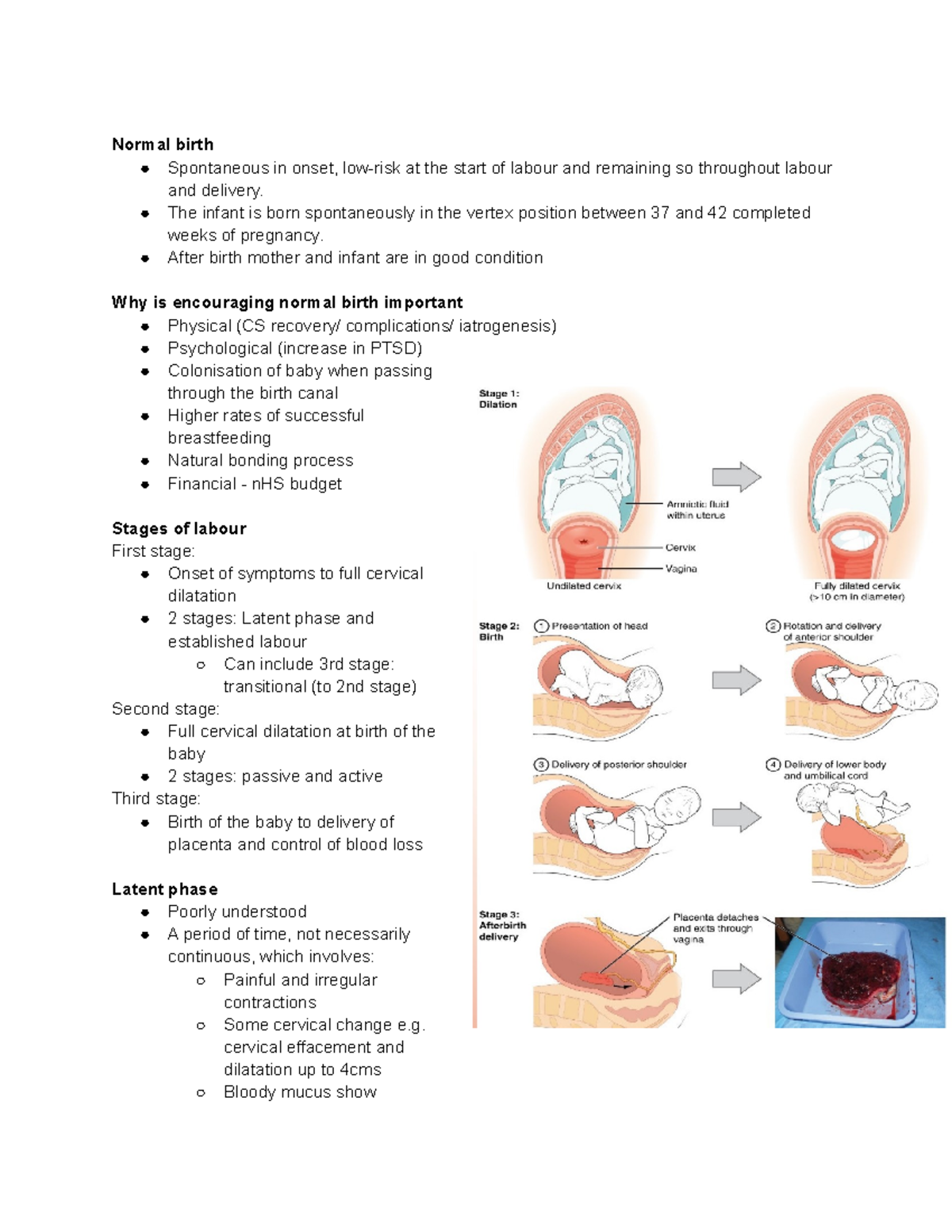 Normal birth - MBBS2 - Normal birth Spontaneous in onset, low-risk at ...